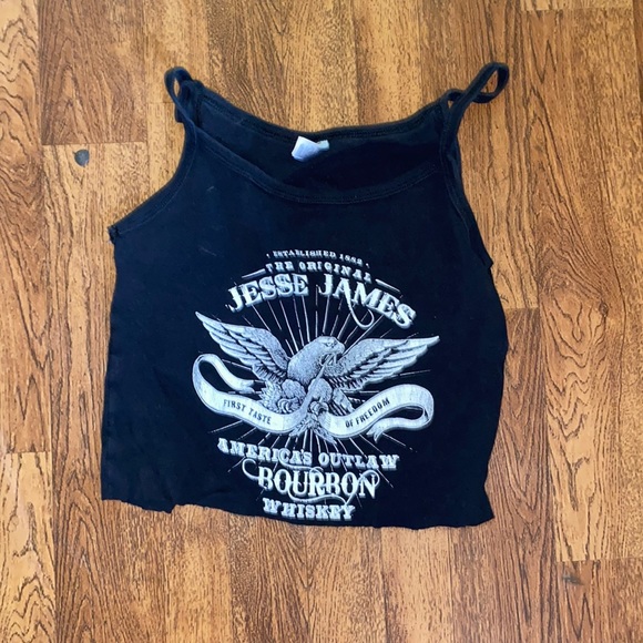 American Apparel | Tops | Cropped Crooked Jesse James Black Tank Was ...